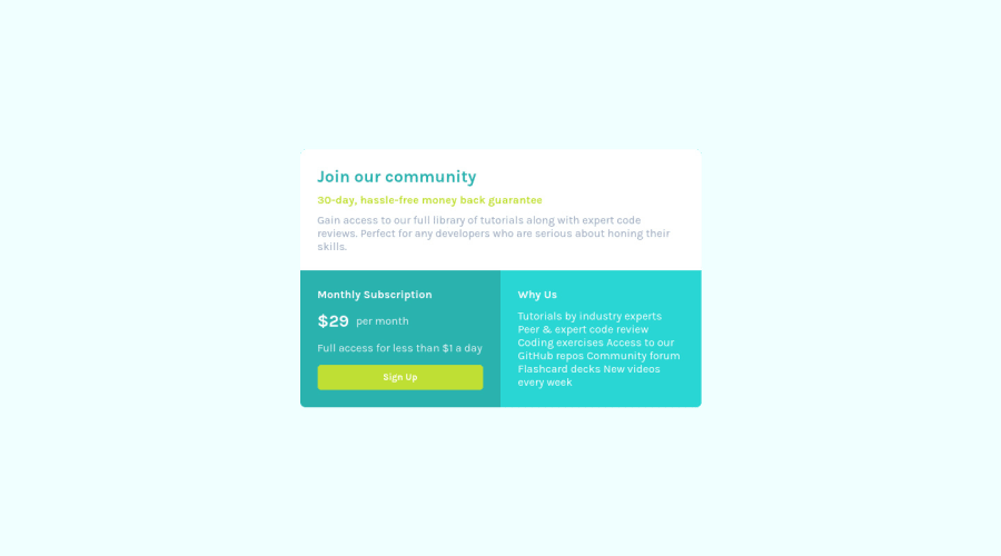 Frontend Mentor Single Price Component Using Html And Css Coding