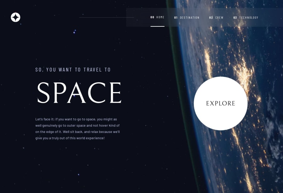 Frontend Mentor Responsive Space Tourism Website Solution Using React
