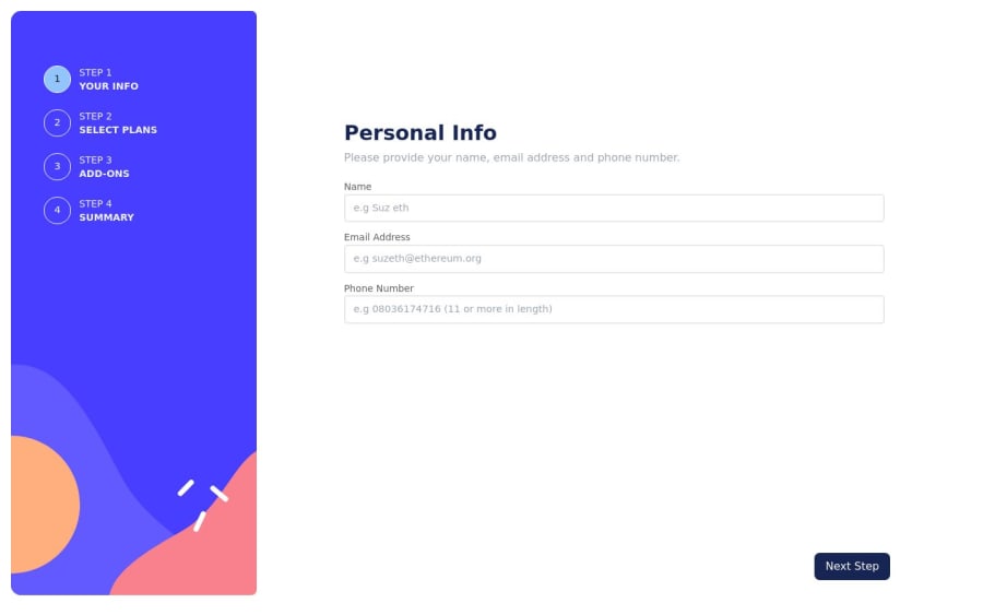 Frontend Mentor Multistep Form Using React And Tailwindcss Coding