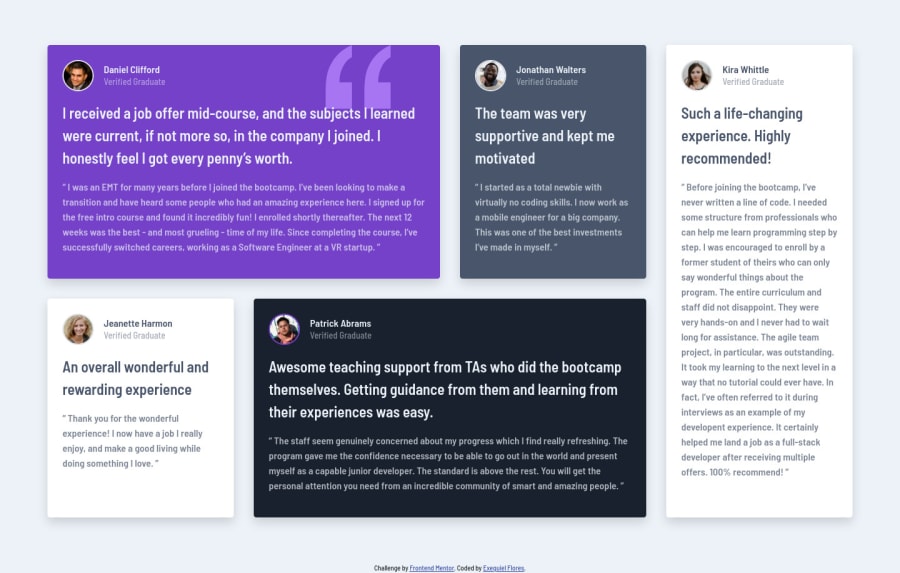 Frontend Mentor Testimonials Grid Section Using Bootstrap 5 Coding