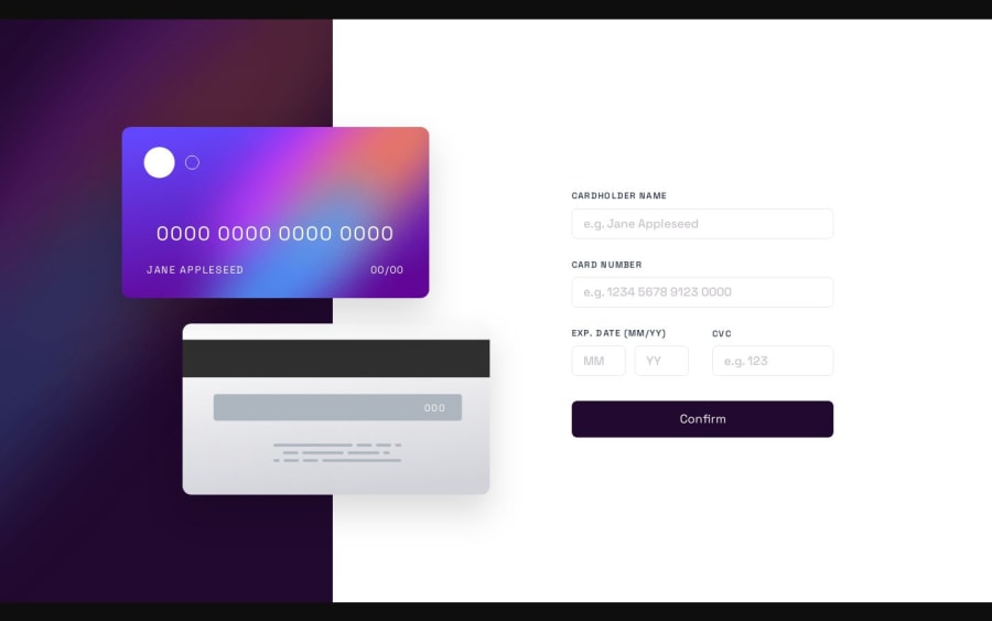 Frontend Mentor Interactive Card Details Form Using Vsc React