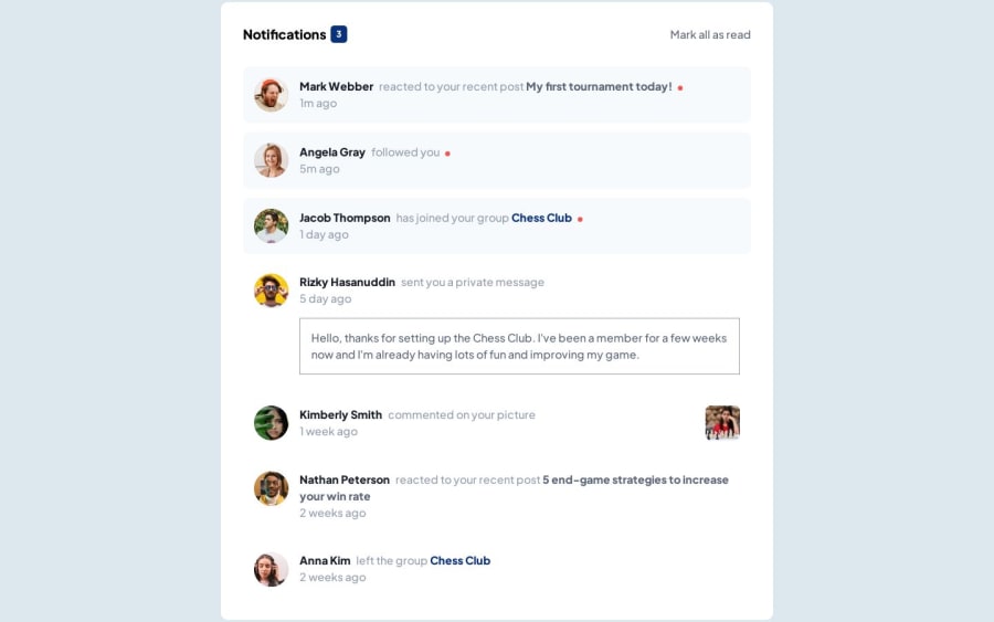 Frontend Mentor Responsive Notification Page Using Html Scss And Js Coding Challenge Solution