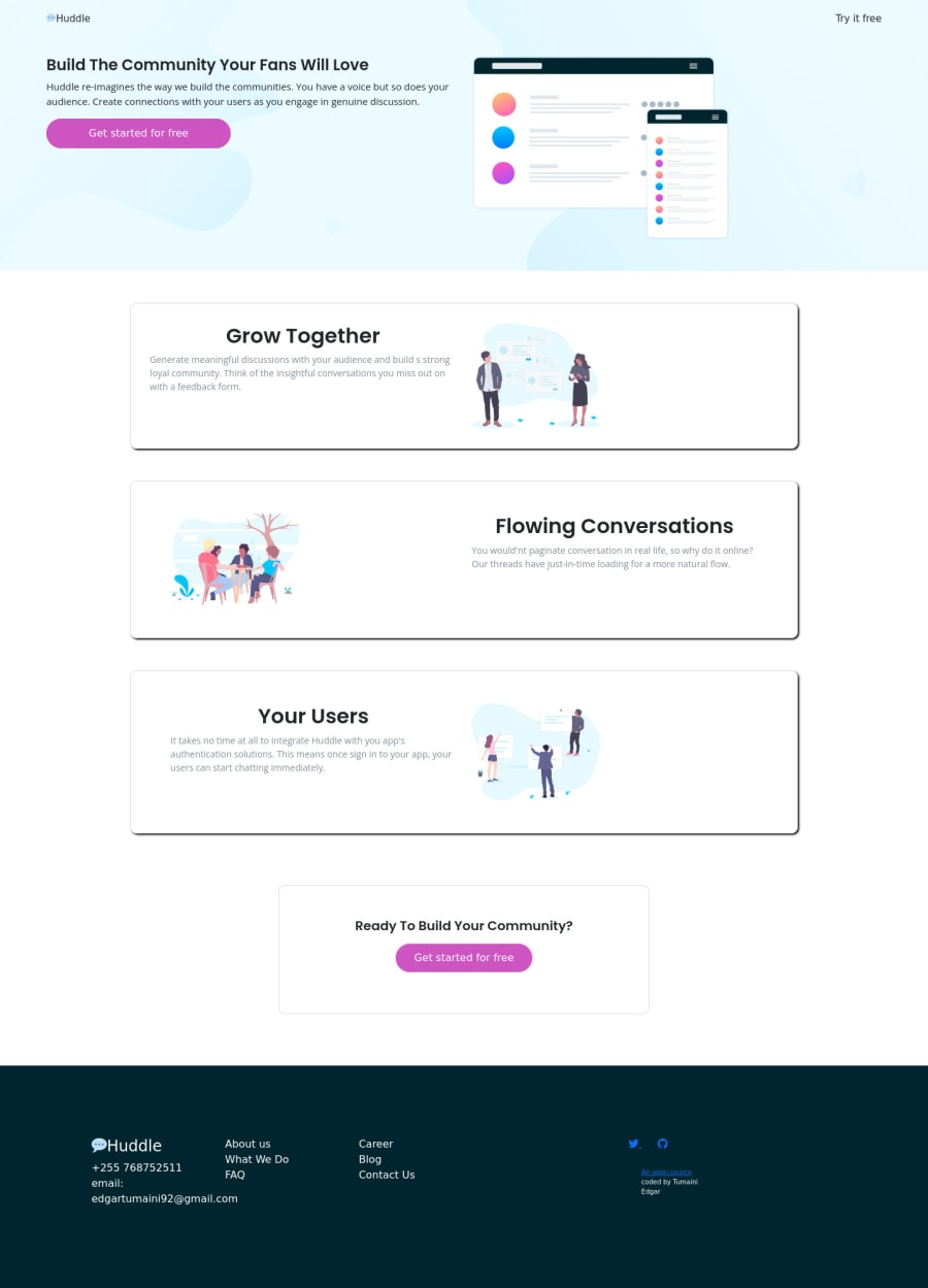 Frontend Mentor Huddle Landing Page Using Html And Css Coding