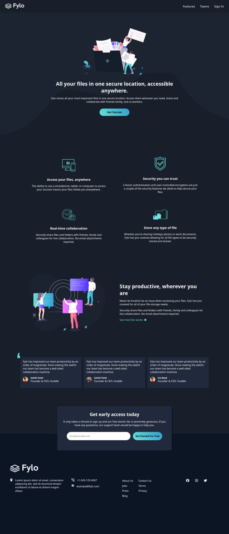 Frontend Mentor Mobile First Fylo Landing Page Using Html And Scss