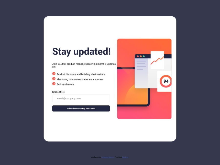 Frontend Mentor Responsive Newsletter Sign Up Form Using Html Css And Javascript Coding