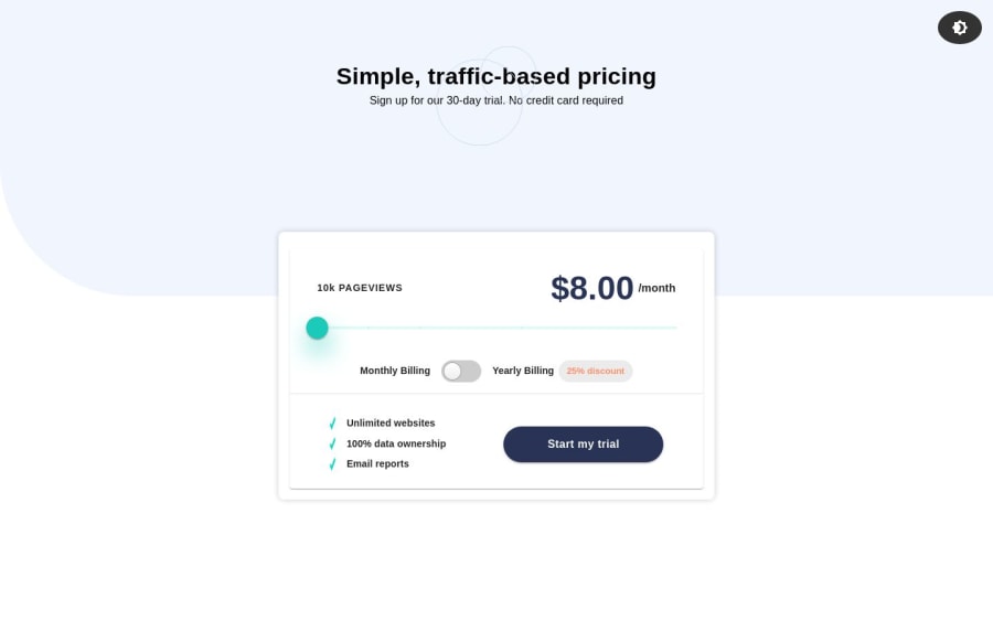 Frontend Mentor Interactive Pricing Component Using Reactjs And