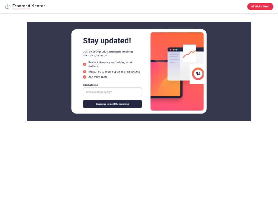 Frontend Mentor Newsletter Sign Up Form With Success Message Using