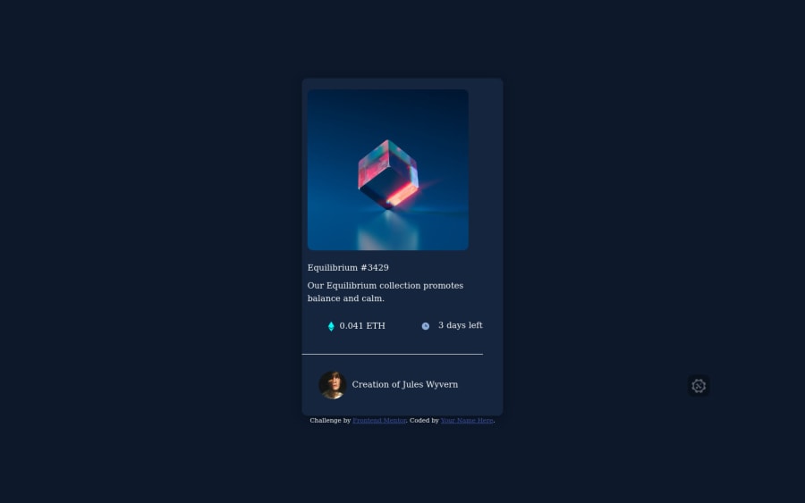 Frontend Mentor Nft Preview Via Flexbox Coding Challenge Solution