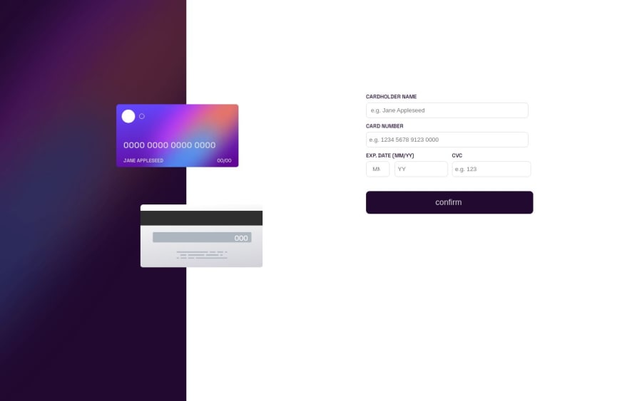 Frontend Mentor Interactive Card Form Validation Using Js Coding Challenge Solution