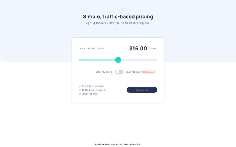Frontend Mentor Interactive Pricing Component Using Js Css Html