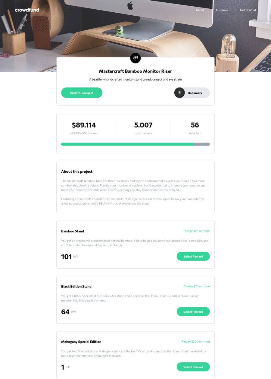 Frontend Mentor Crowdfunding Product Page Tailwind Css And Vanilla