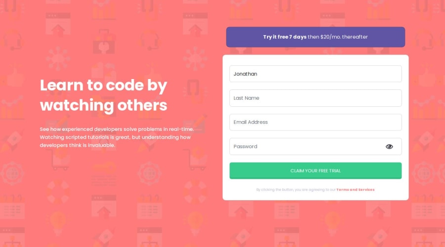 Frontend Mentor 👨💻 Intro Component Signup Form W Html Sass Bootstrap Js Coding