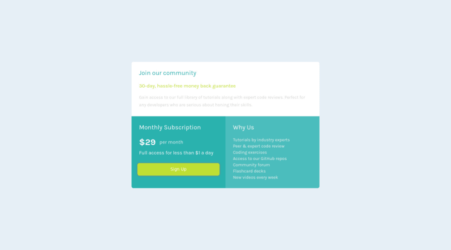 Frontend Mentor Single Price Grid Component With Grid Layout And Flexbox Coding Challenge Solution