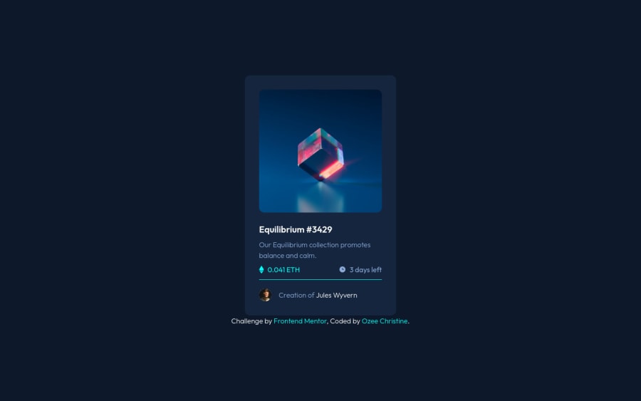 Frontend Mentor Nft Preview Card Solution Using Tailwind Css Coding