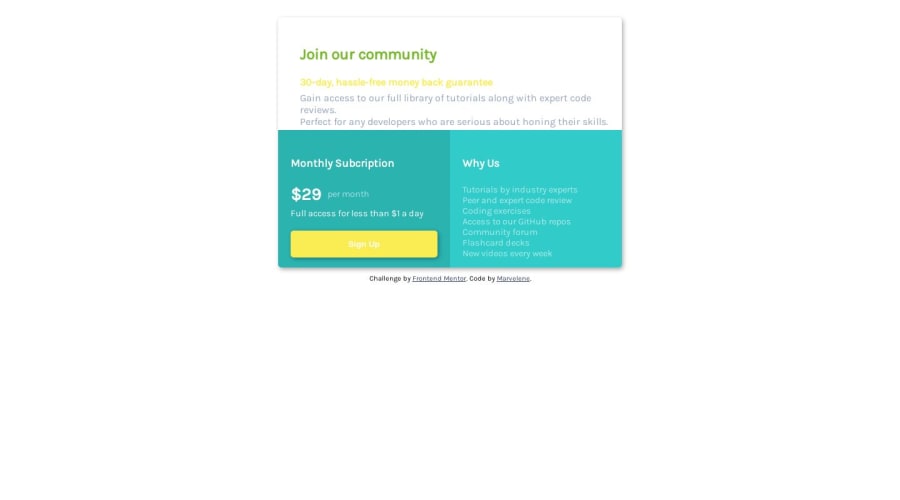 Frontend Mentor Single Price Grid Component Using Html And Css Coding