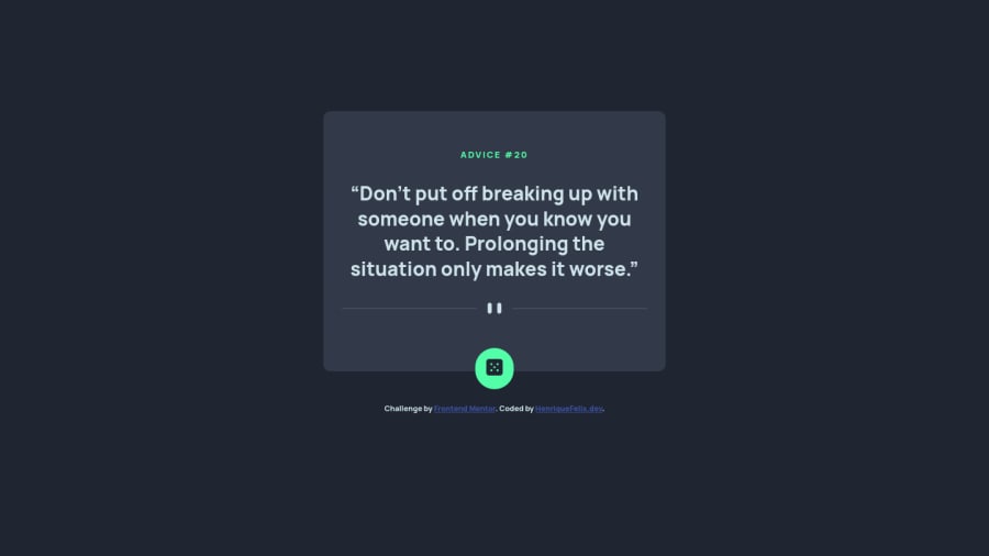 Frontend Mentor Advice Generator With Html Css And Javascript Coding