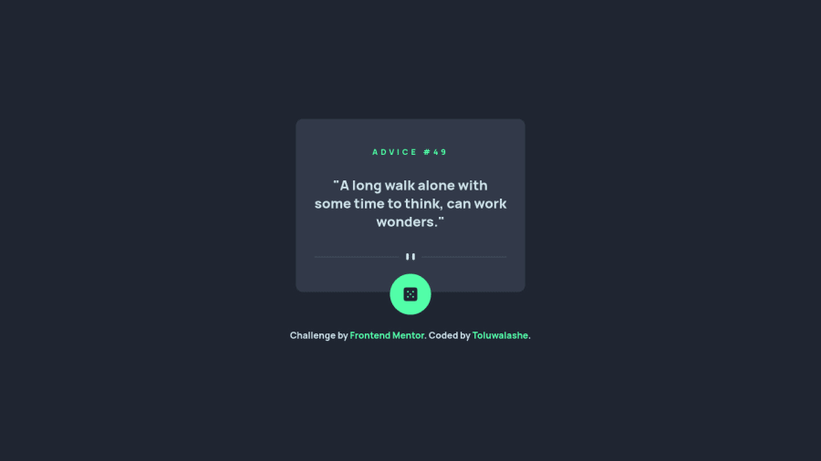 Frontend Mentor Advice Generator App Using Api Coding Challenge Solution