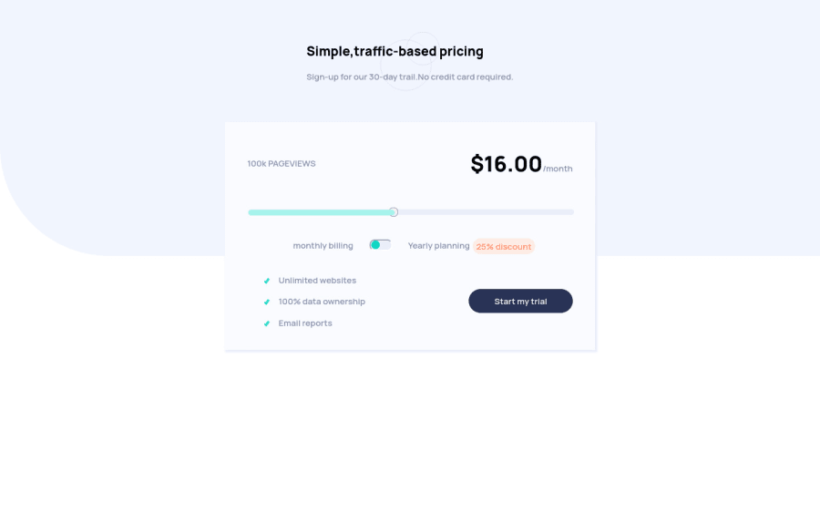 Frontend Mentor Interactive Pricing Component Coding Challenge Solution