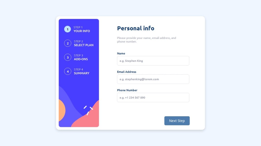Frontend Mentor Multi Step Form Coding Challenge Solution