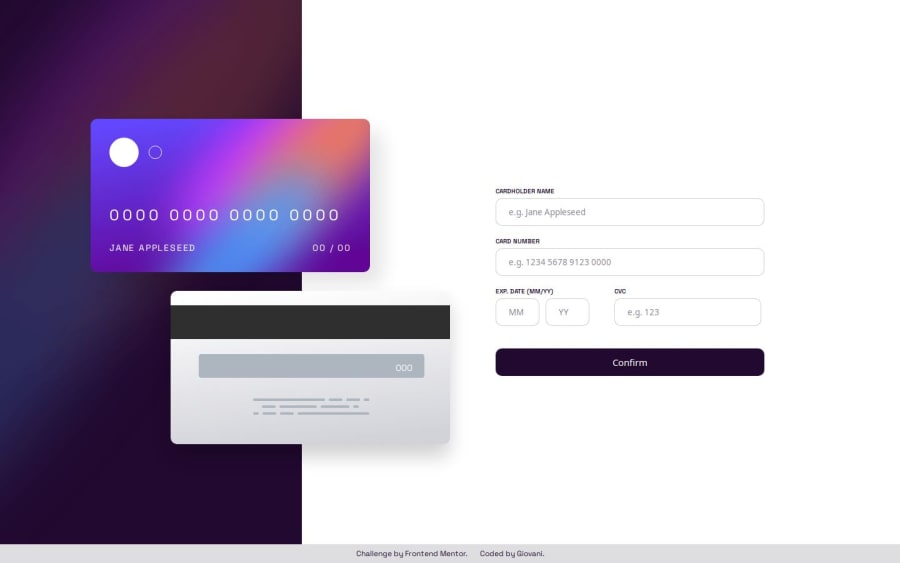 Frontend Mentor Interactive Card Form Html Css Javascript Coding Challenge Solution