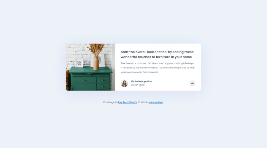 Frontend Mentor Article Preview Component With Html Css And Javascript Coding Challenge Solution