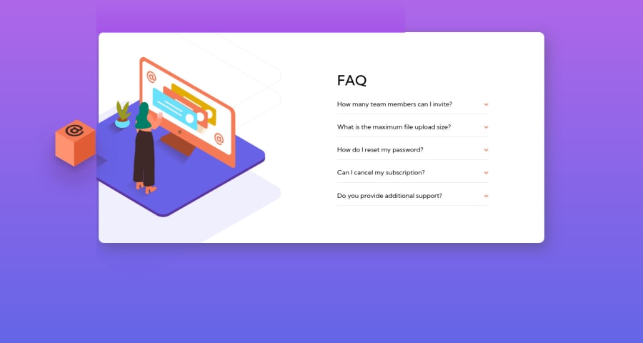 Frontend Mentor Faq Card With Css Flexbox Js Dom Properties Desktop First Workflow Coding