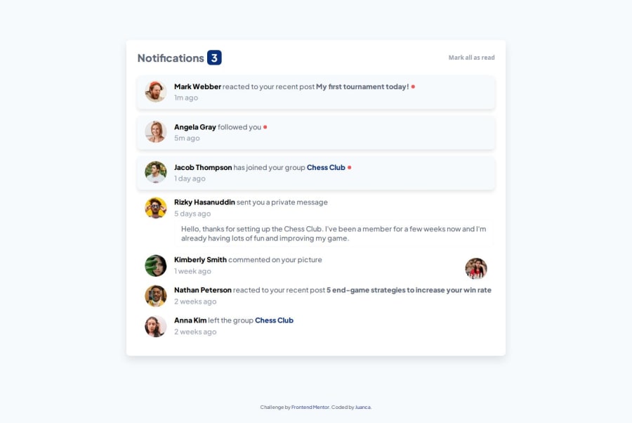 Frontend Mentor Notifications Page With Html Css And Js Coding