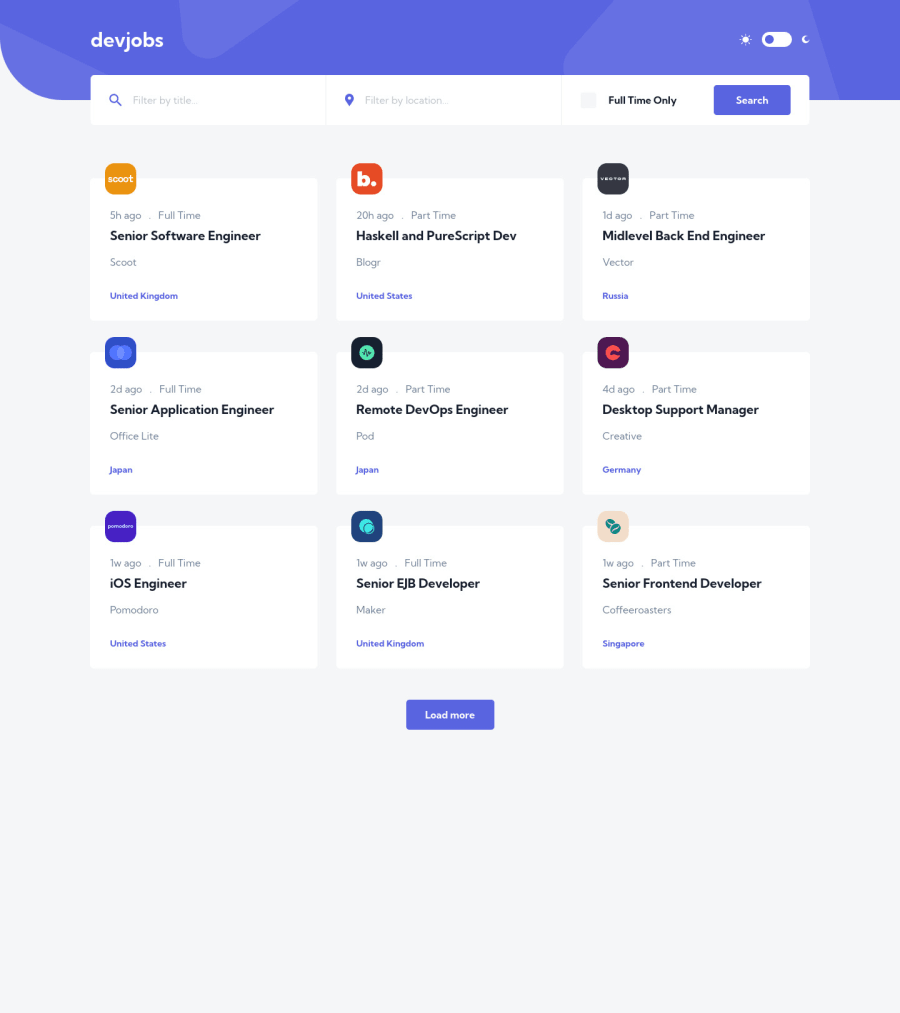 Frontend Mentor Devjobs Coding Challenge Solution