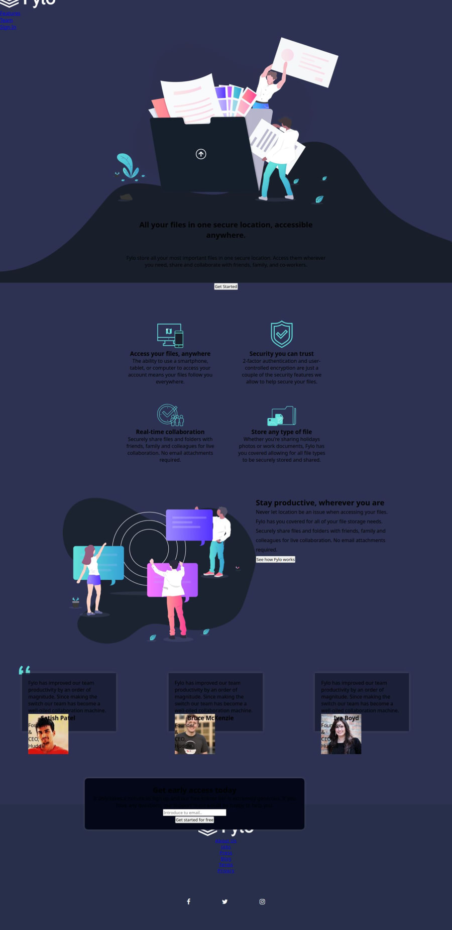 Frontend Mentor Fylo Landing Page Coding Challenge Solution