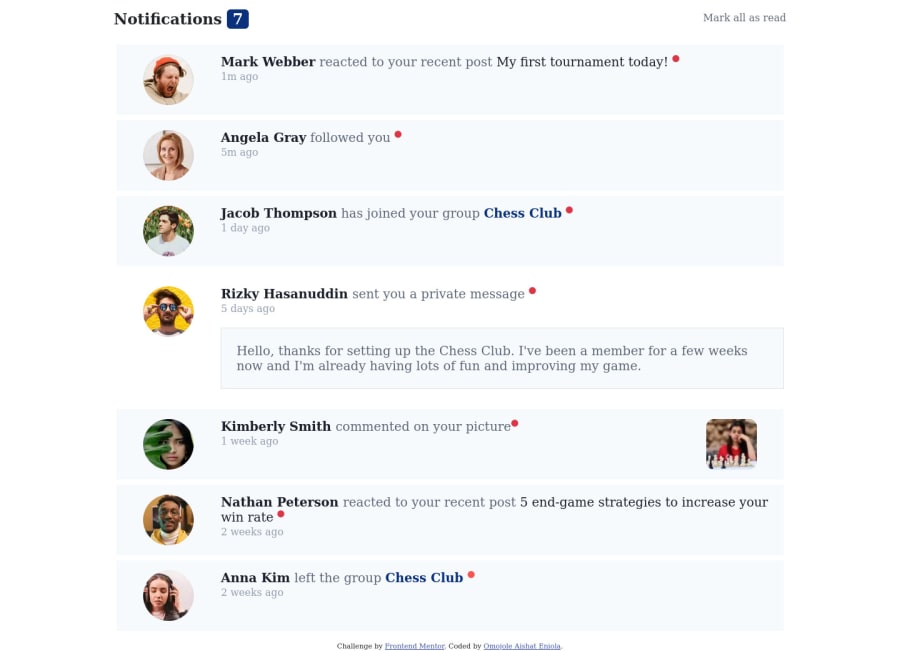 Frontend Mentor Responsive Notification Page Using Htmlcssbootstrap And Javascript Coding