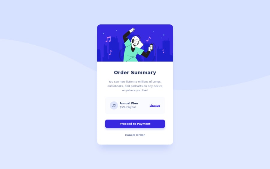 Frontend Mentor Order Summary Component Vanilla Css Custom Wave Background Hover Coding