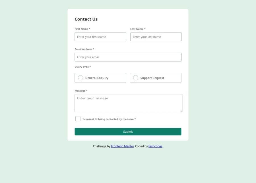 Frontend Mentor | contact-form coding challenge solution Frontend Mentor | contact-form coding challenge solution