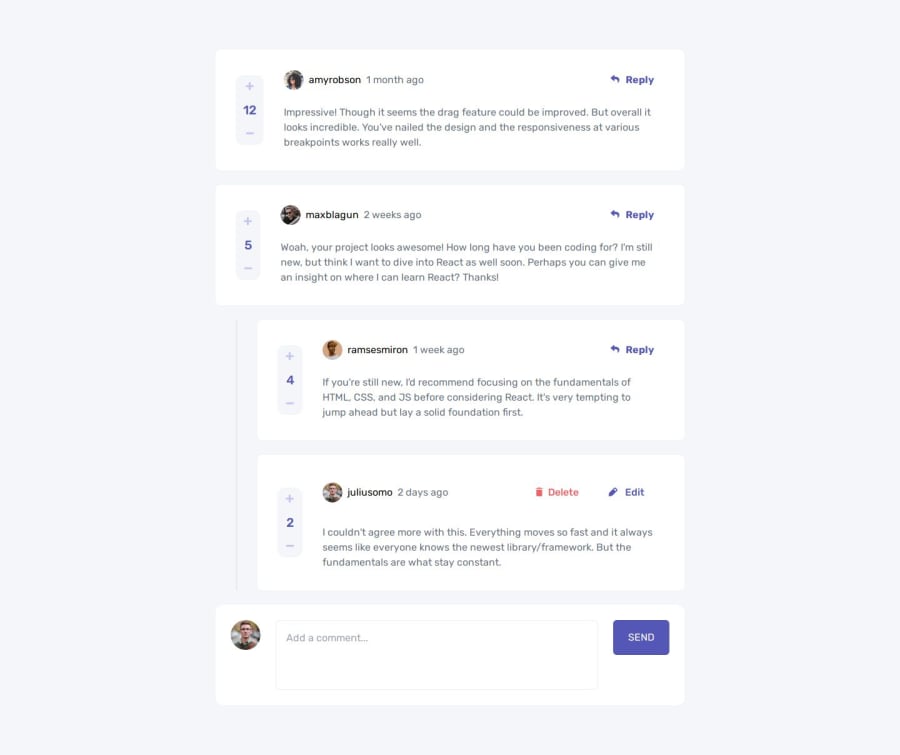 Frontend Mentor Interactive Comment Section A Seamless User Experience Coding Challenge Solution