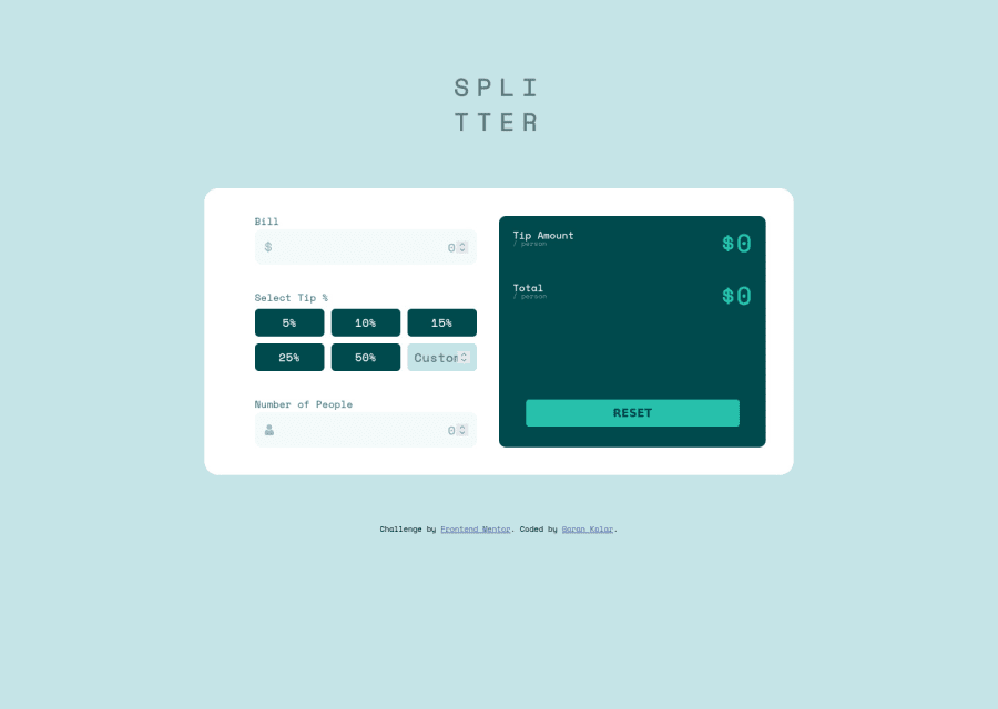 Frontend Mentor Tip Calculator App With Vanilla Js And Css Coding Challenge Solution