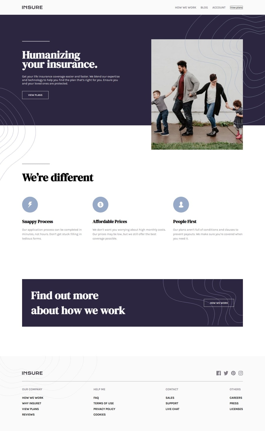 Frontend Mentor | Insure-Landing-Page using HTML, CSS and JS coding challenge solution