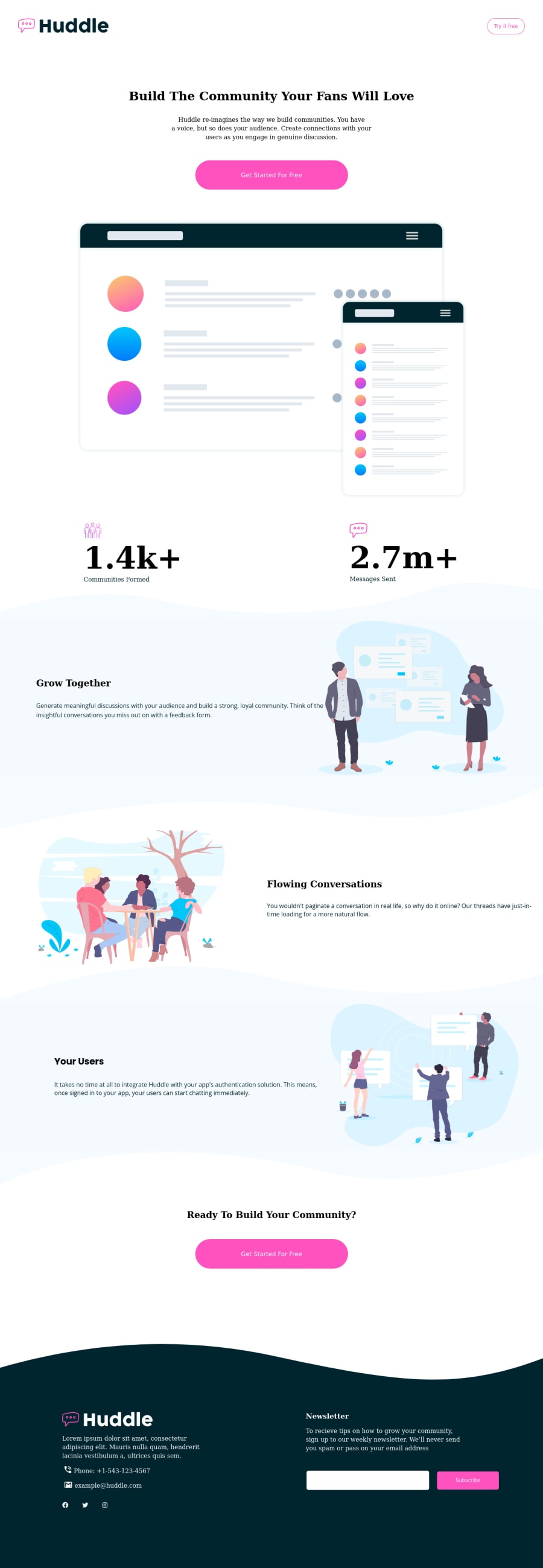 Frontend Mentor Huddle Landing Page With Curve Sections Using Flexbox Coding Challenge Solution