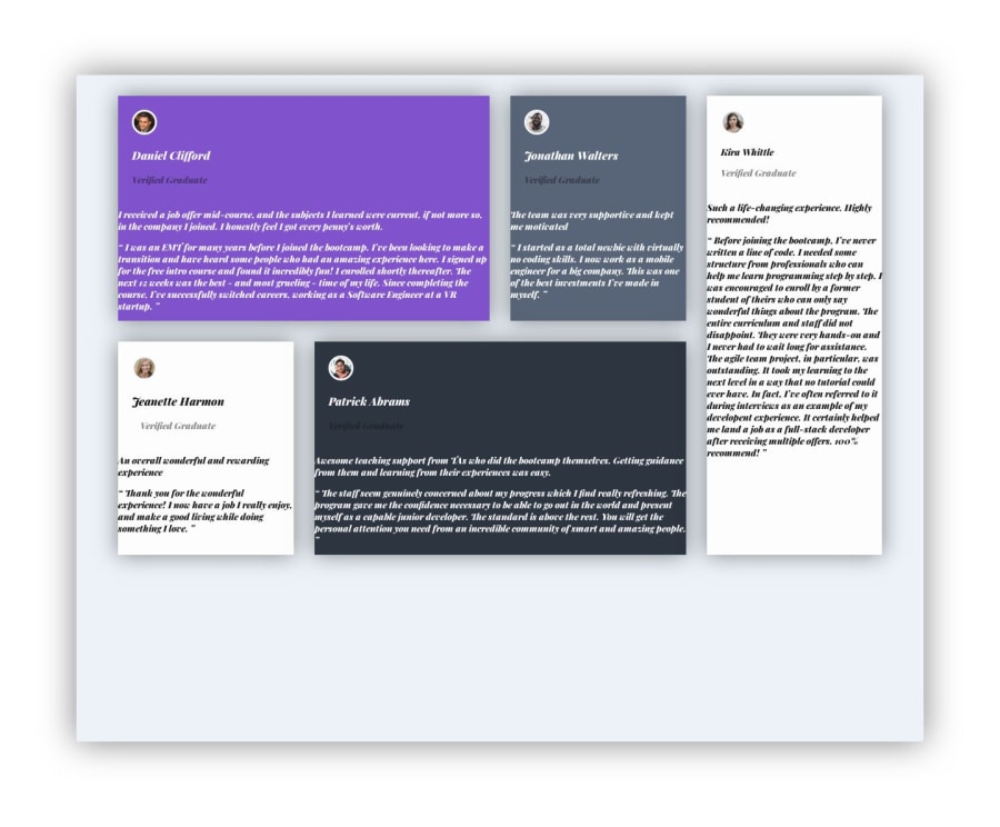 Frontend Mentor Responsive Testimonials Grid Section Using Html And