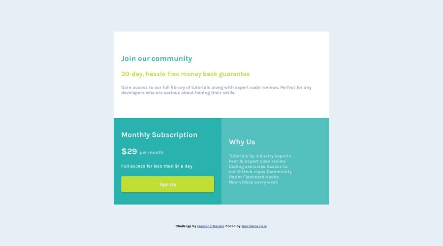 Frontend Mentor Single Price Grid Component Mast Html And Css Grid