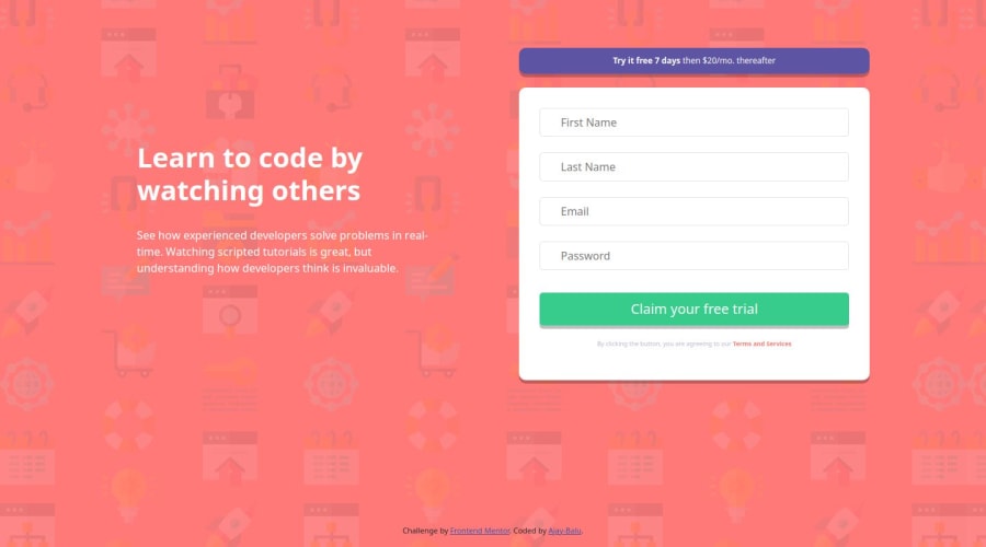 Frontend Mentor Signup Validation Checker With Js Coding Challenge Solution