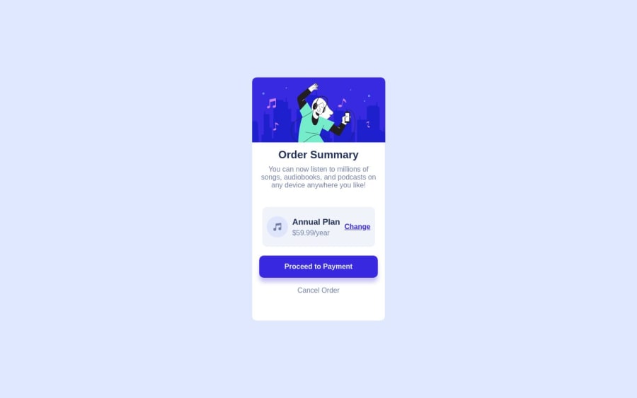 Frontend Mentor Order Summary Component Coding Challenge Solution