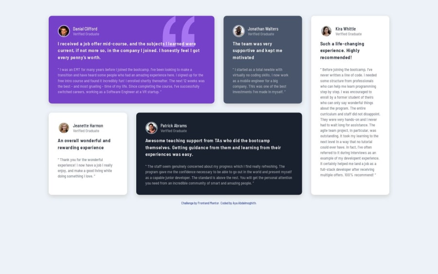 Frontend Mentor Testimonials Grid Section Using Css Grid Coding