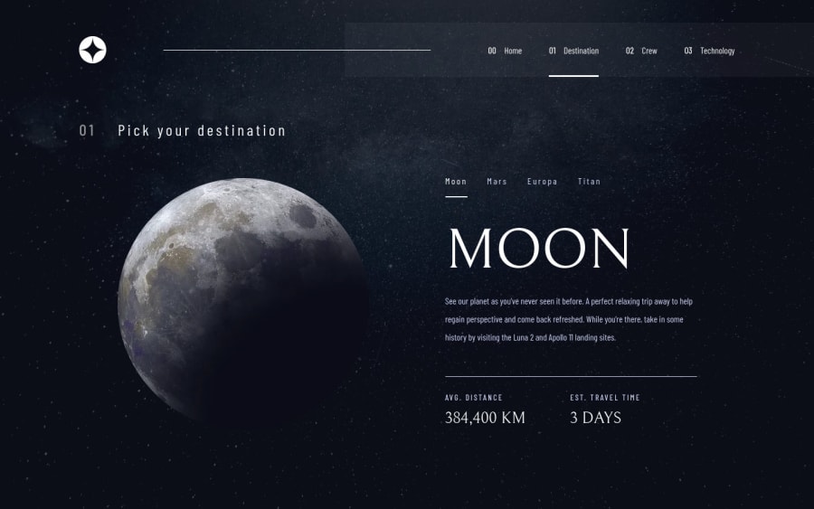 Frontend Mentor Space Tourism Coding Challenge Solution