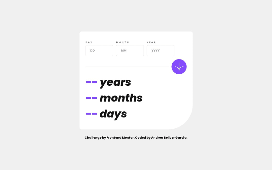 Frontend Mentor Responsive Age Calculator With Momentjs And Tailwindcss Coding Challenge Solution