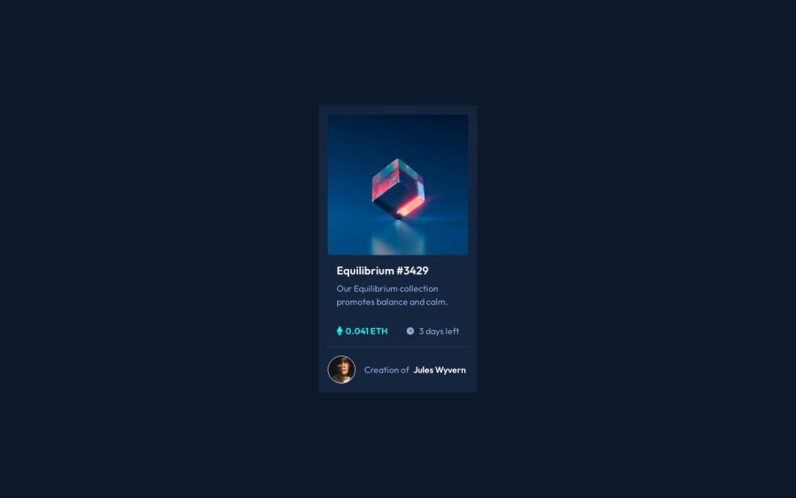 Frontend Mentor Nft Card Components Using Reactjs Coding Challenge