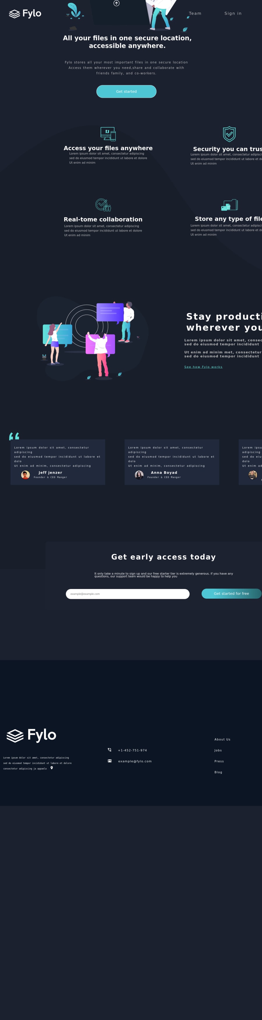 Frontend Mentor Fylo Dark Theme Landing Page Challenge Hub Coding