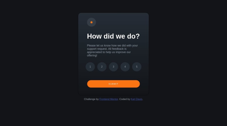 Frontend Mentor Interactive Rating Component Coding Challenge Solution