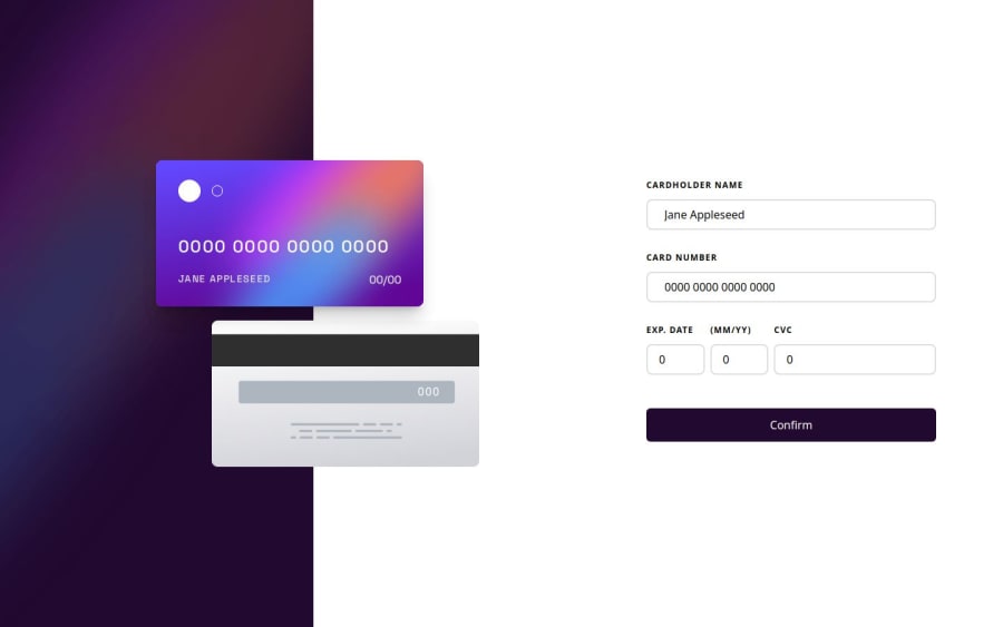 Frontend Mentor Interactive Card Details Form React Tailwindcss