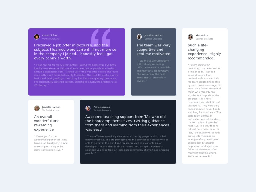 Frontend Mentor Testimonials Grid Section Using Css Grid Coding