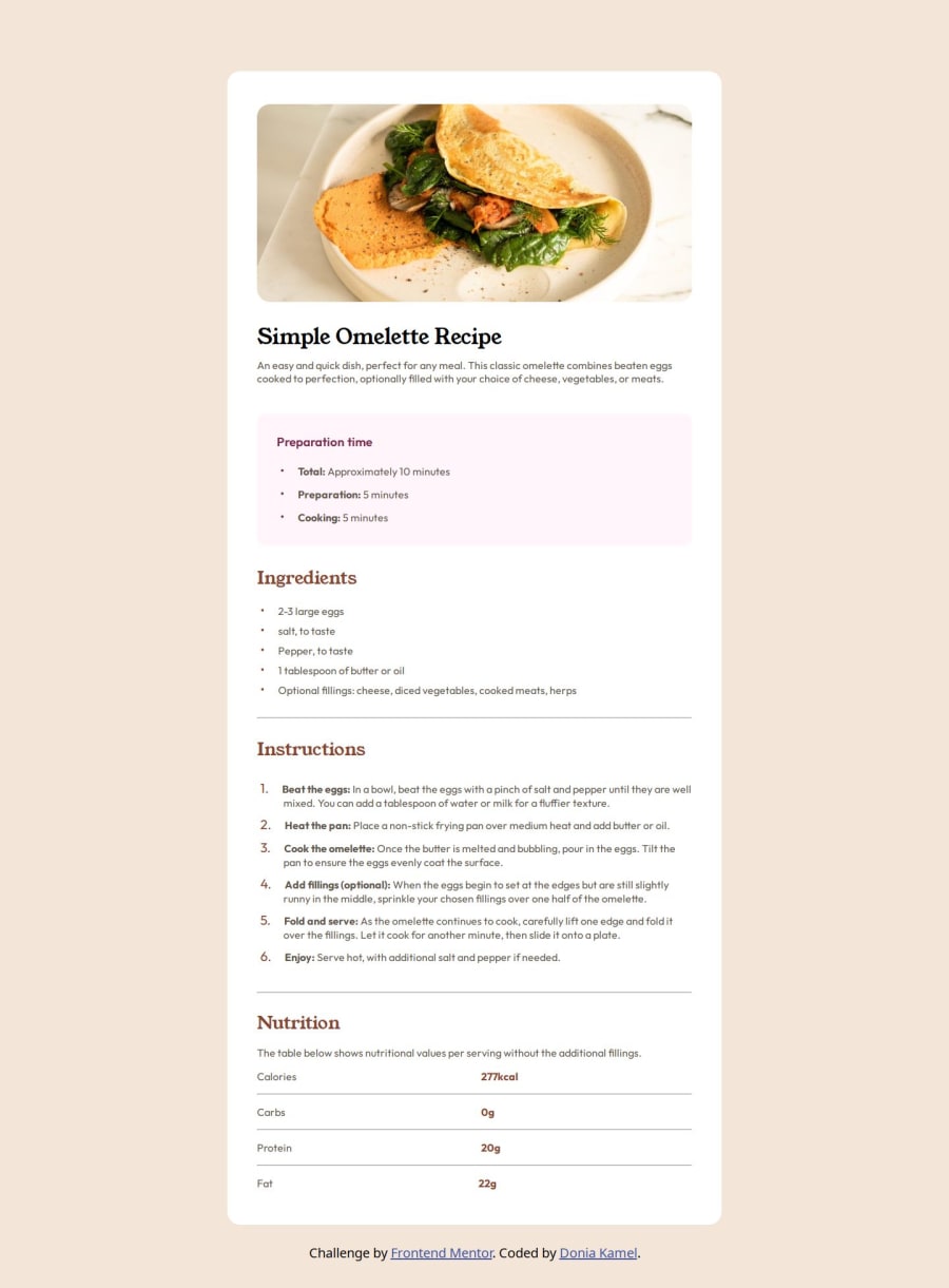 Frontend Mentor | static Recipe page using HTML and CSS coding ...
