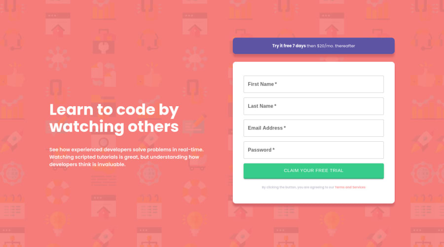 Frontend Mentor Component With Sign Up Form With React Material Ui
